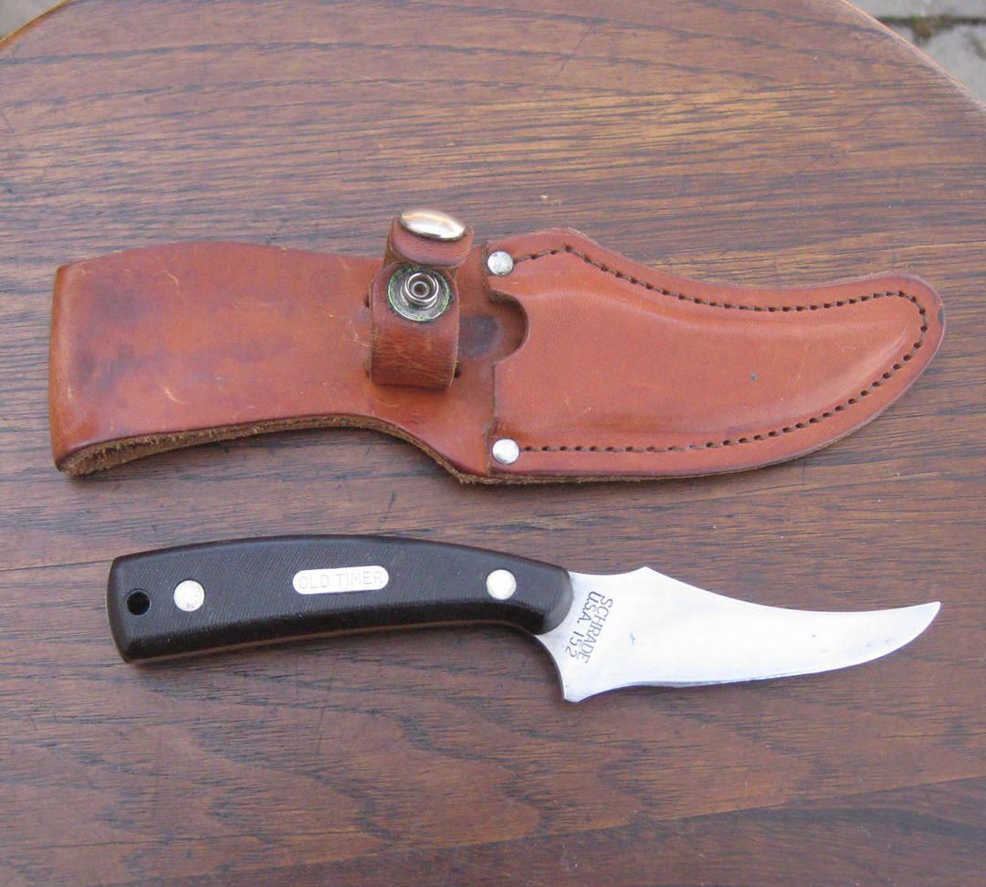 Schrade 152 Old Timer Hunting Knife With Leather Sheath Sharpfinger ...