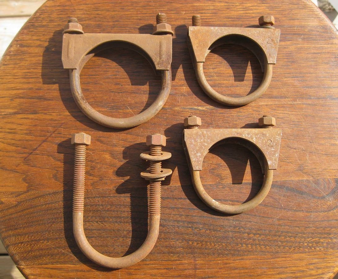 4 Rusty Muffler Clamps Exhaust Salvaged Metal Home Garden - Etsy