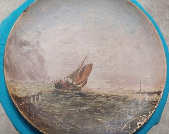 Antique Victorian Papier Mache Plate Clam Sea Shell Shaped With Water ...