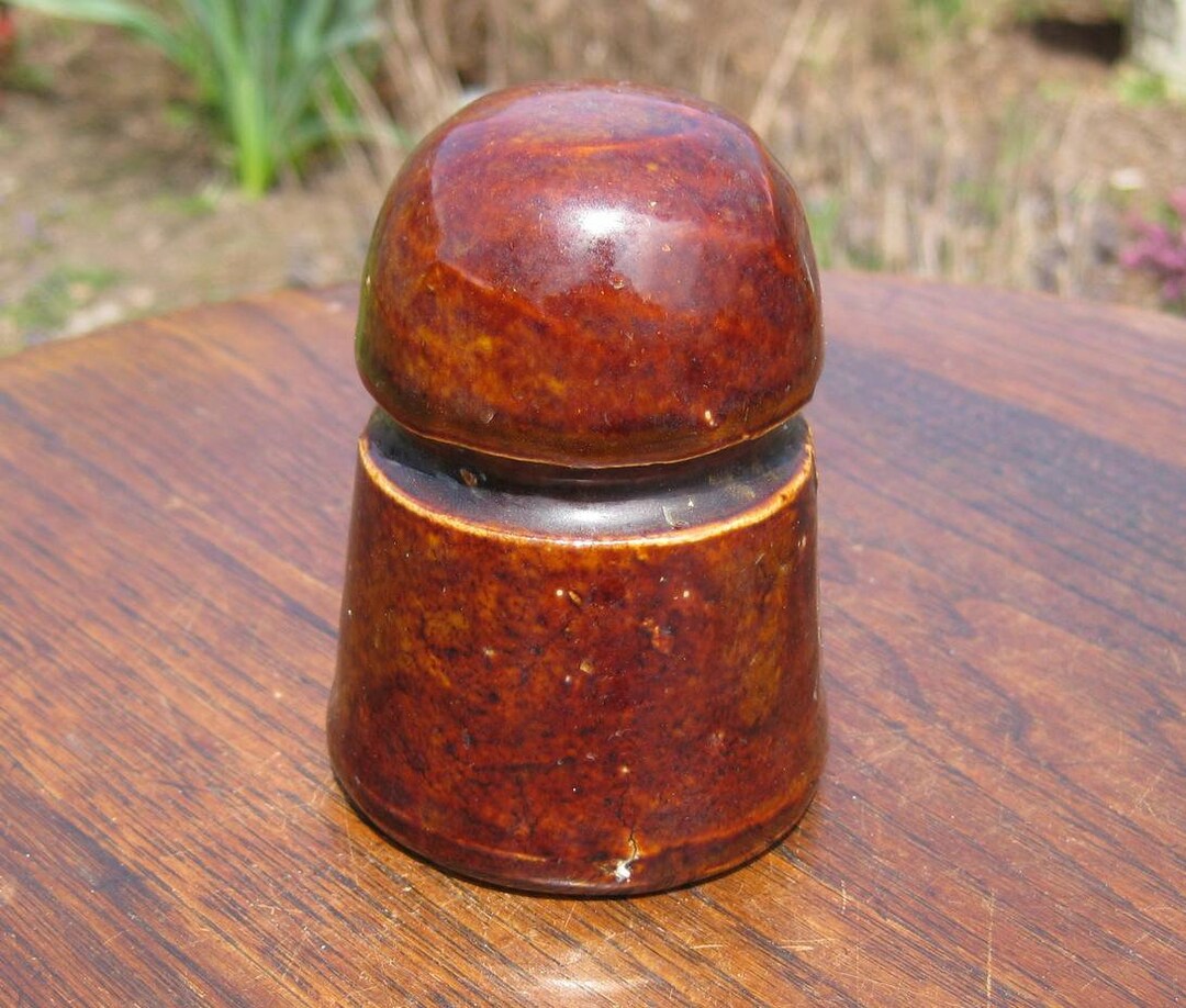 Antique Porcelain Insulator Brown With Gold Flakes Home Cottage Decor ...