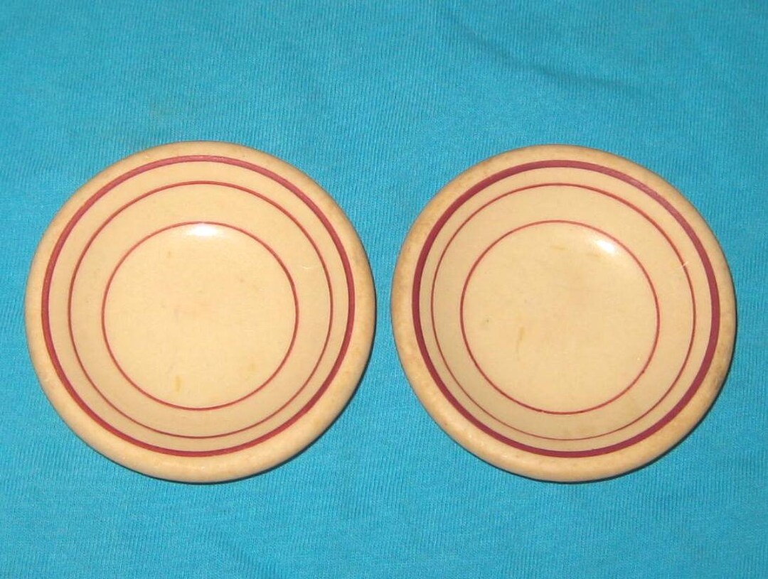 Pair Antique Butter Pats With Red Lines Restaurant Hotel Ware Hotelware ...