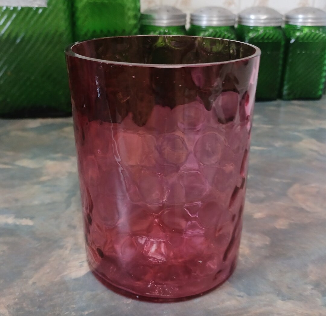 Antique Cranberry Glass Pickle Cruet Insert Thumbprint Coin Dot Home ...
