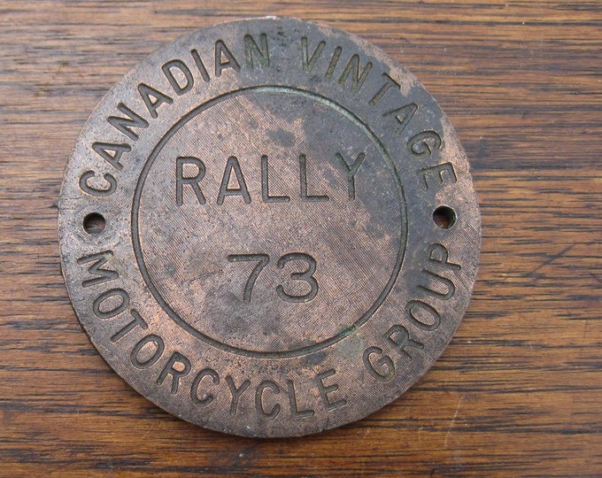 Canadian Vintage Motorcycle Group 1973 Rally Badge Tag Brass or Copper ...