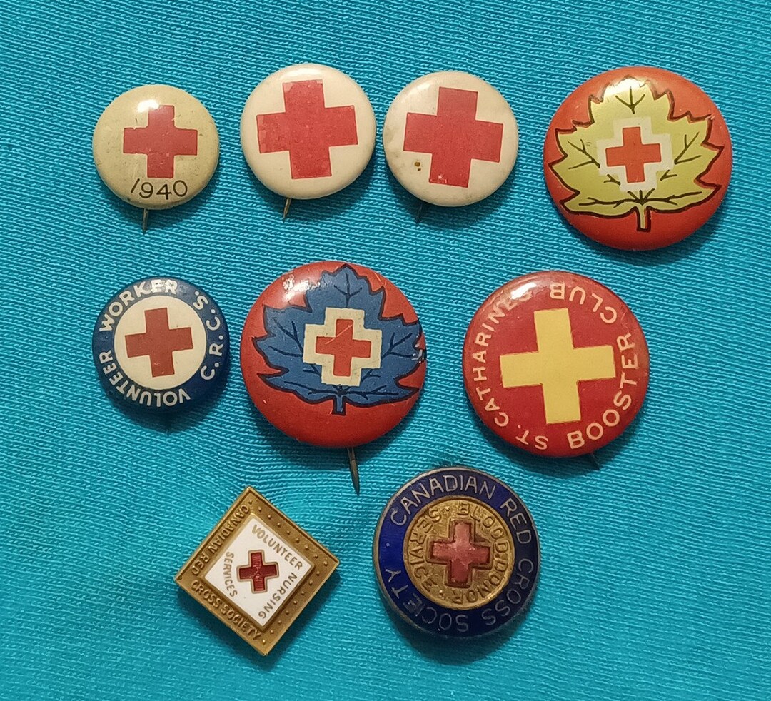 Vintage Red Cross Pins Pinbacks Lot of 9 Volunteer Worker Volunteer ...