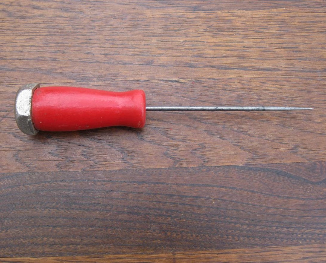 Vintage Ice Pick With Wood Red Handle Country Kitchen Man Cave - Etsy