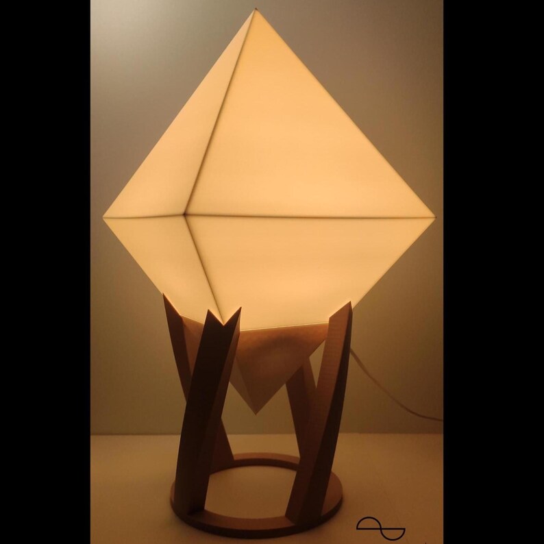 Octahedron 3D Printed Lamp – Minimalist Geometric LED Light – White ...