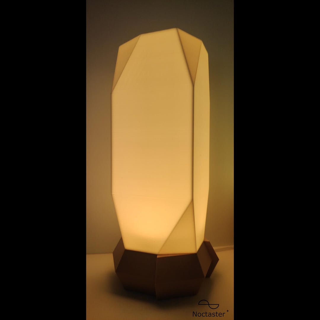 Facet Lamp – Minimalist 3D Printed Geometric LED Light – White & Brown ...