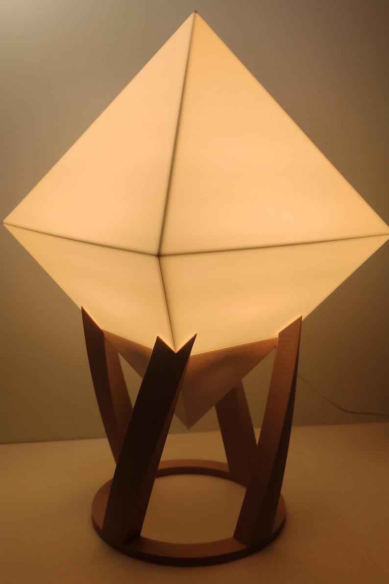 Octahedron 3D Printed Lamp – Minimalist Geometric LED Light – White ...