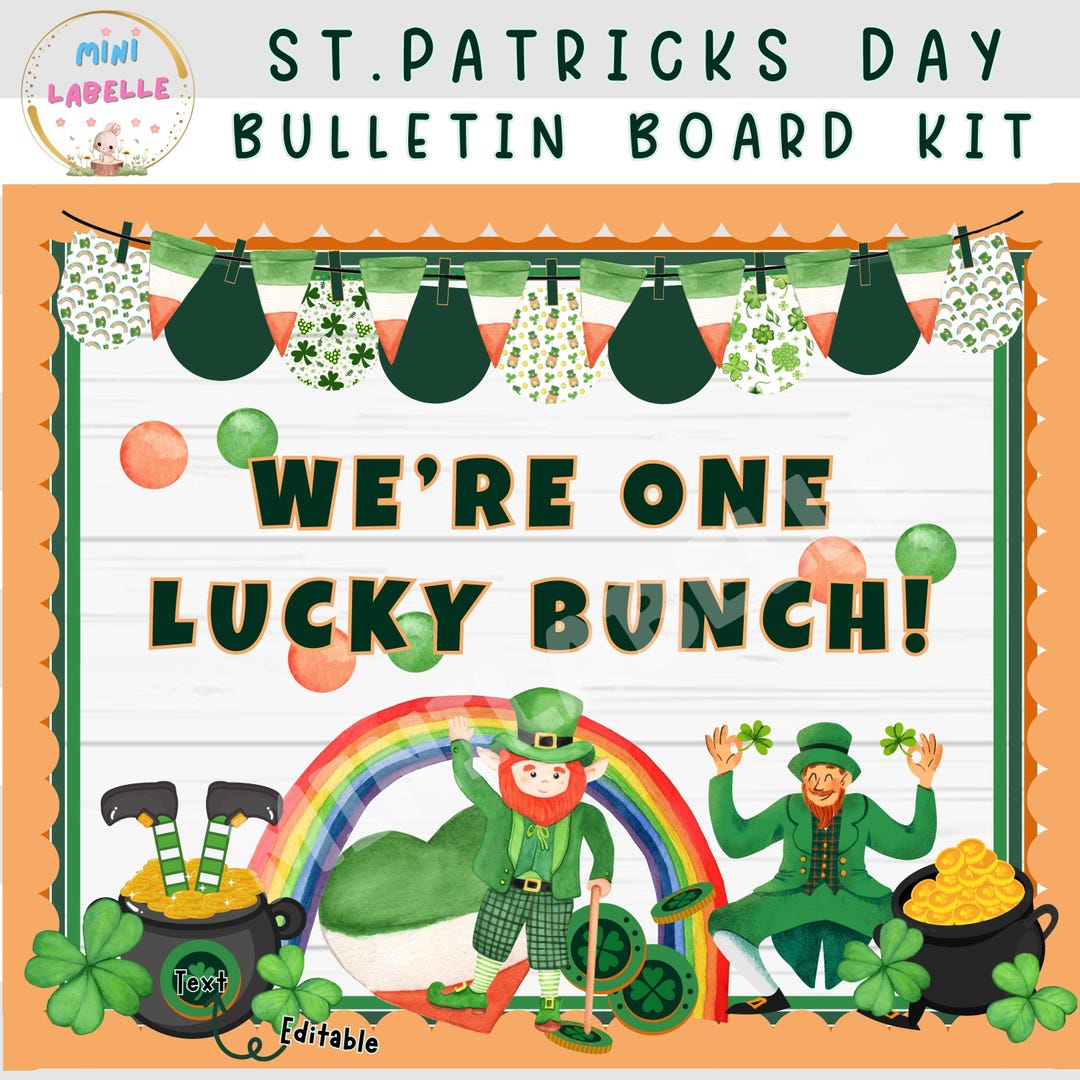 St. Patrick’s Day Bulletin Board Kit | Lucky Leprechaun Classroom Decor ...