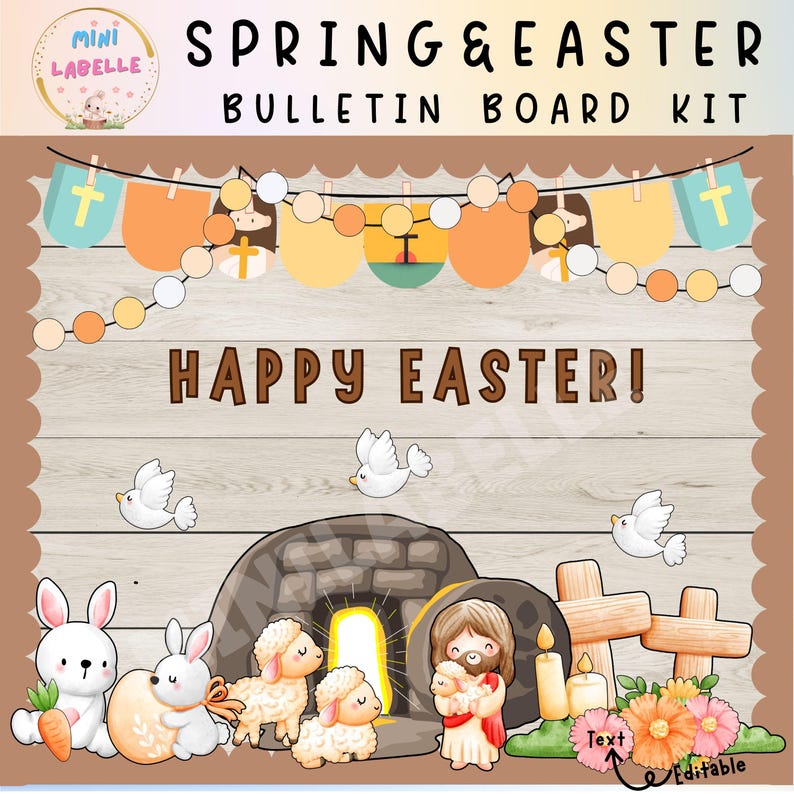 Christian Easter Bulletin Board Kit | He is Risen Classroom Decor ...