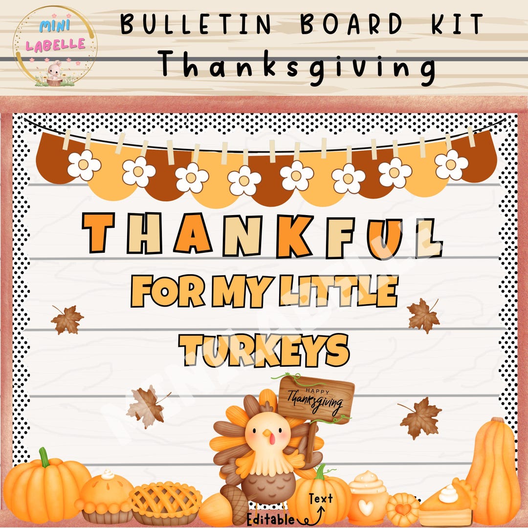 Cutesy Thanksgiving Bulletin Board Kit (digital Download) - Etsy