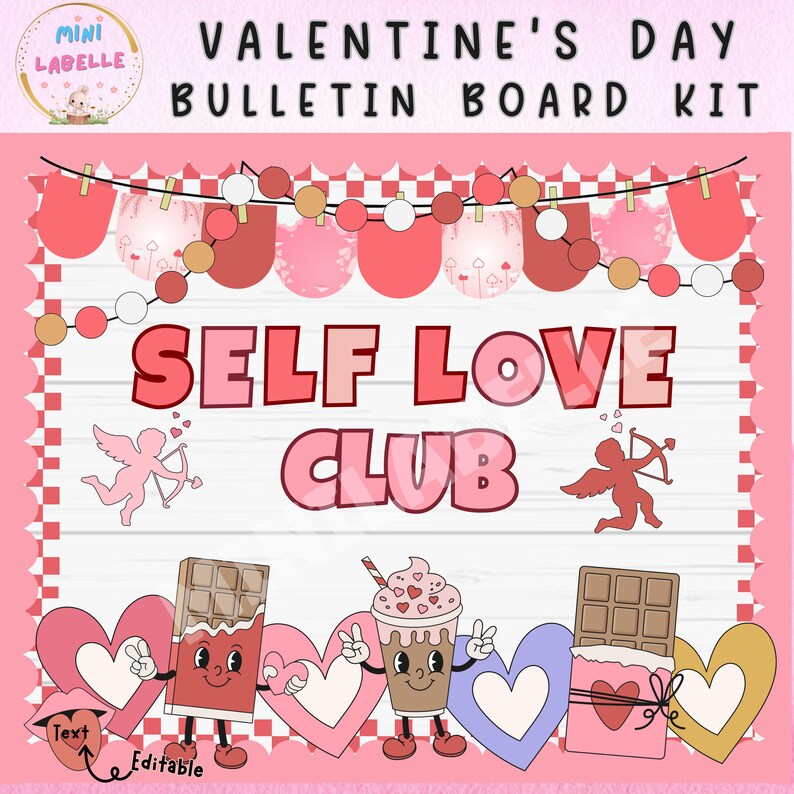 Valentine's Day Bulletin Board Kit, Groovy Classroom Decor (digital ...