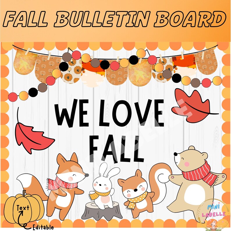 Cutesy Fall Bulletin Board Kit: Autumn Decor (PPT, PNG, PDF Digital ...