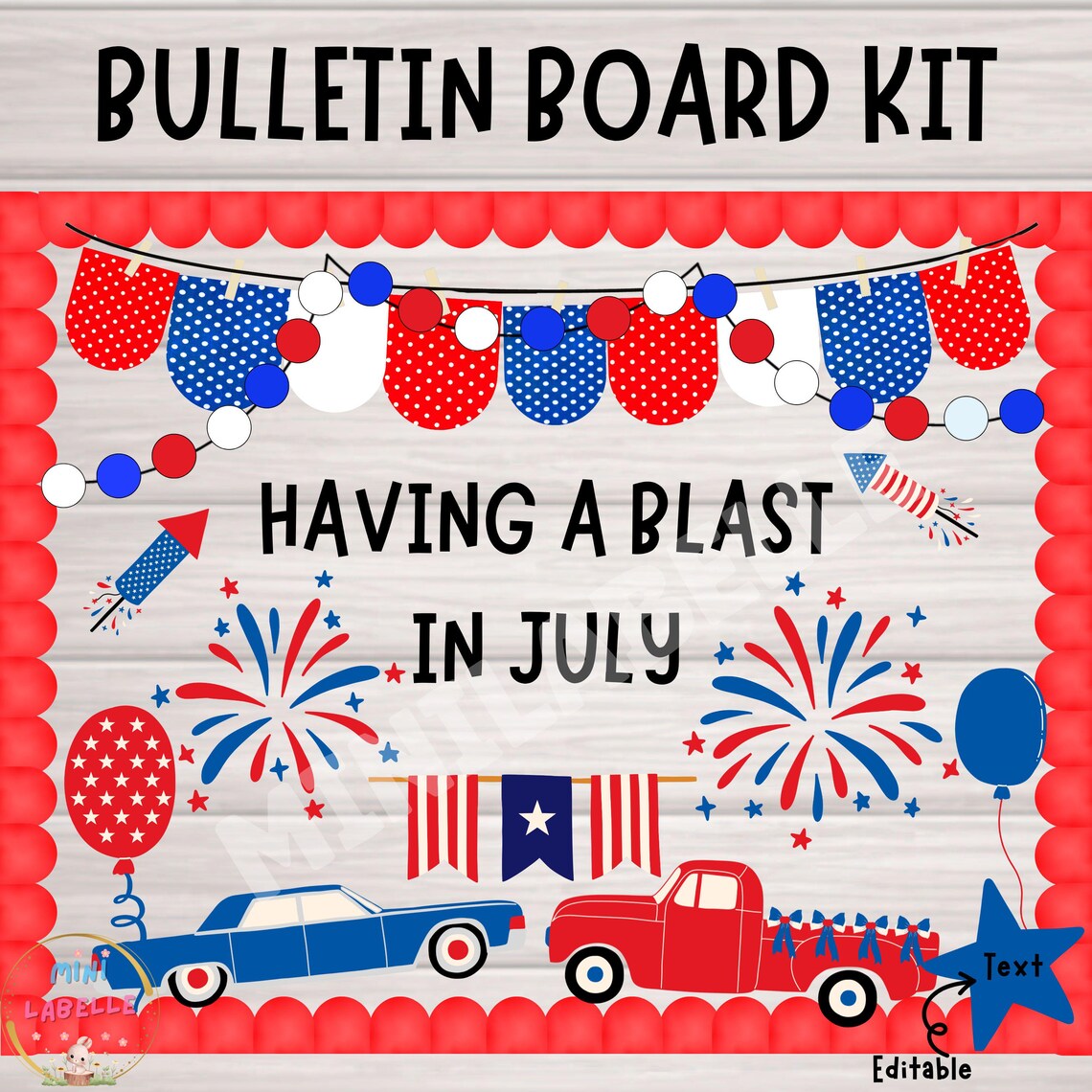 4th July Fireworks Independence Day Bulletin Board, Door Decor Kit ...