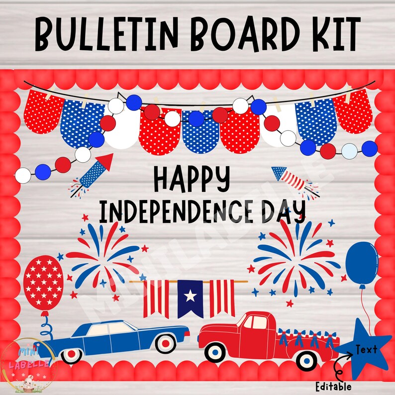 4th July Fireworks Independence Day Bulletin Board, Door Decor Kit ...
