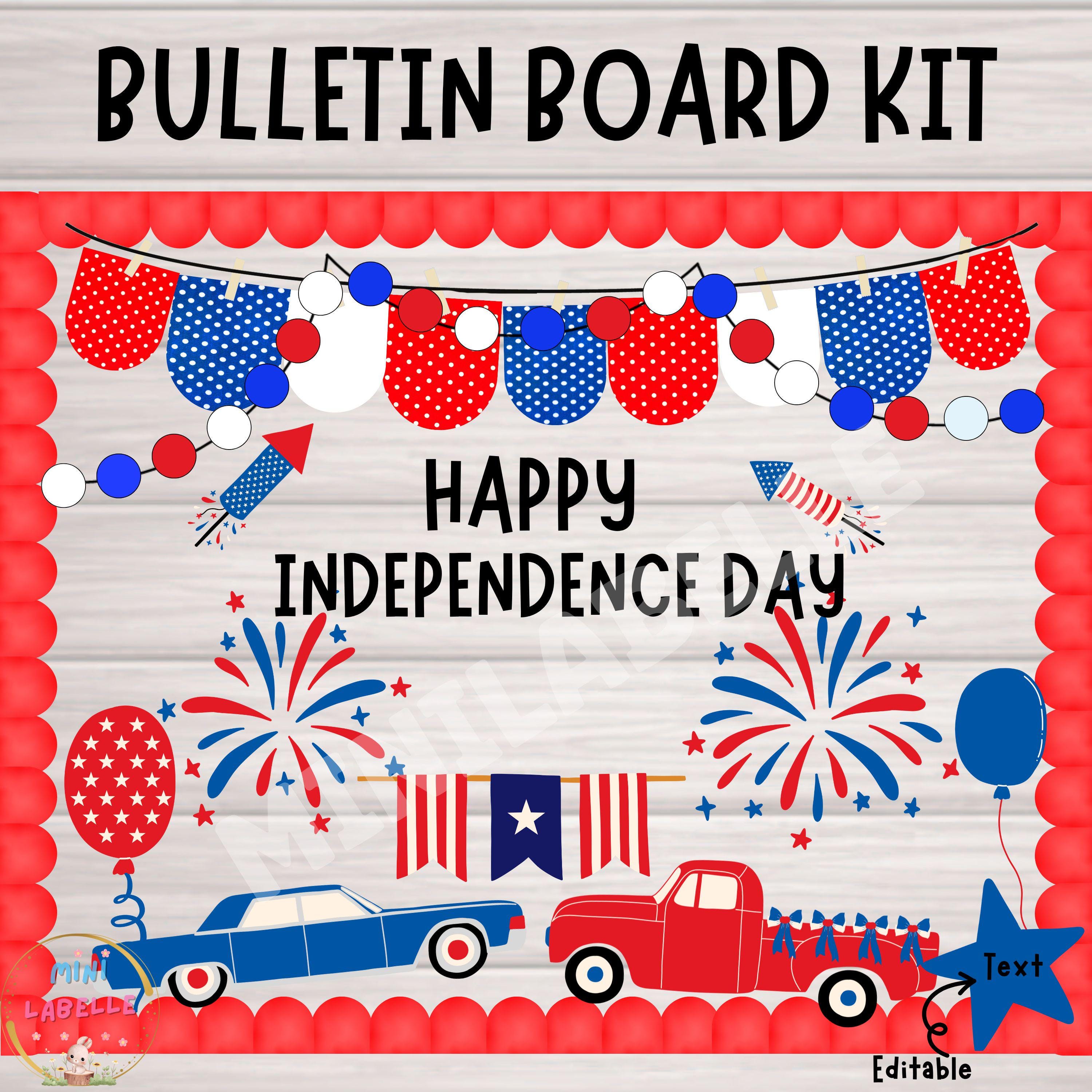 4th July Fireworks Independence Day Bulletin Board, Door Decor Kit ...