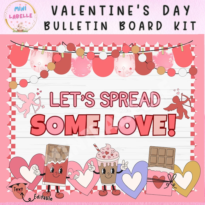 Valentine's Day Bulletin Board Kit, Groovy Classroom Decor (digital ...