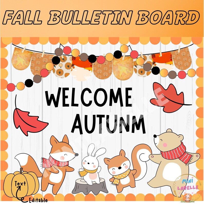 Cutesy Fall Bulletin Board Kit: Autumn Decor (PPT, PNG, PDF Digital ...
