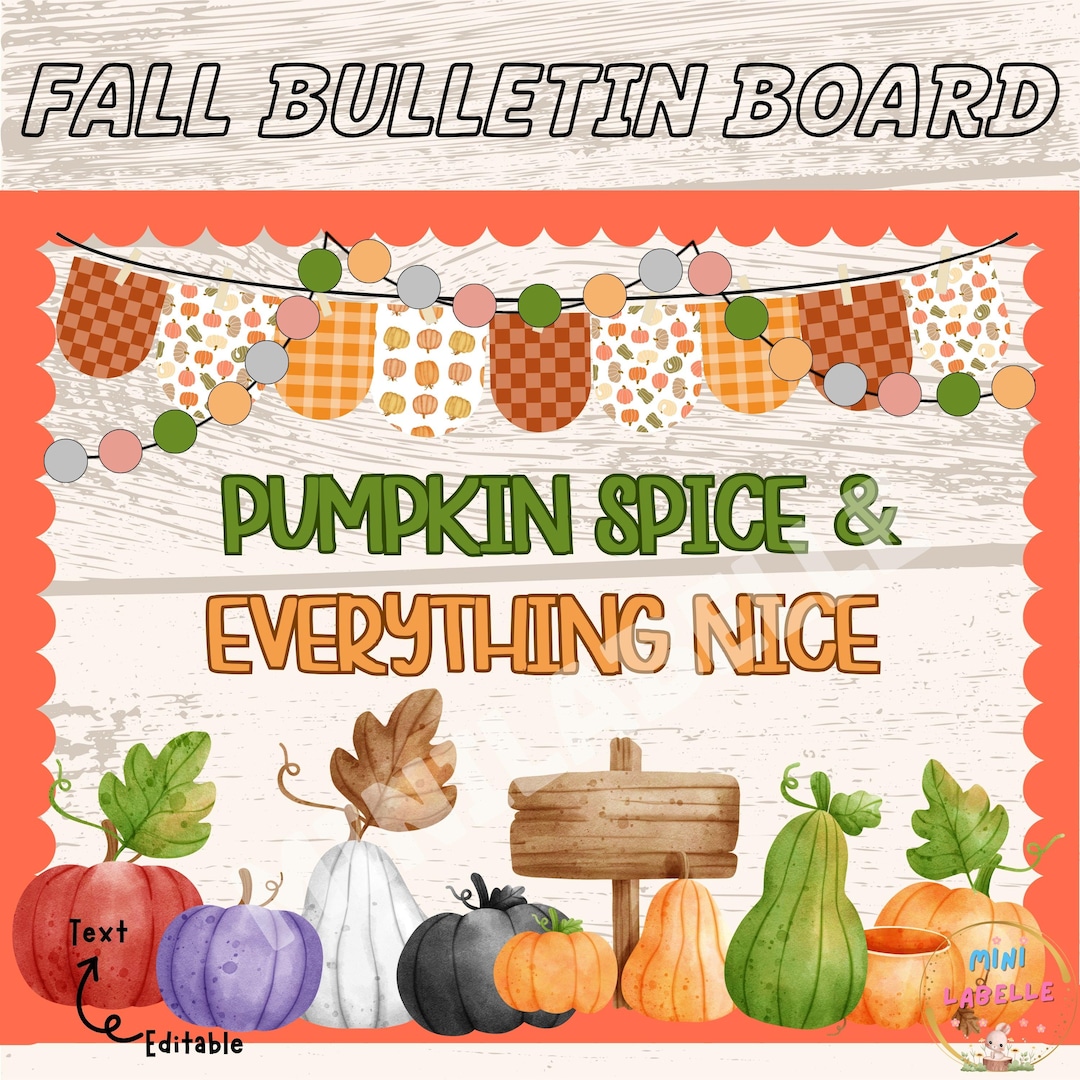 Cutesy Fall Bulletin Board Kit: Autumn Decor (PPT, PNG, PDF Digital ...