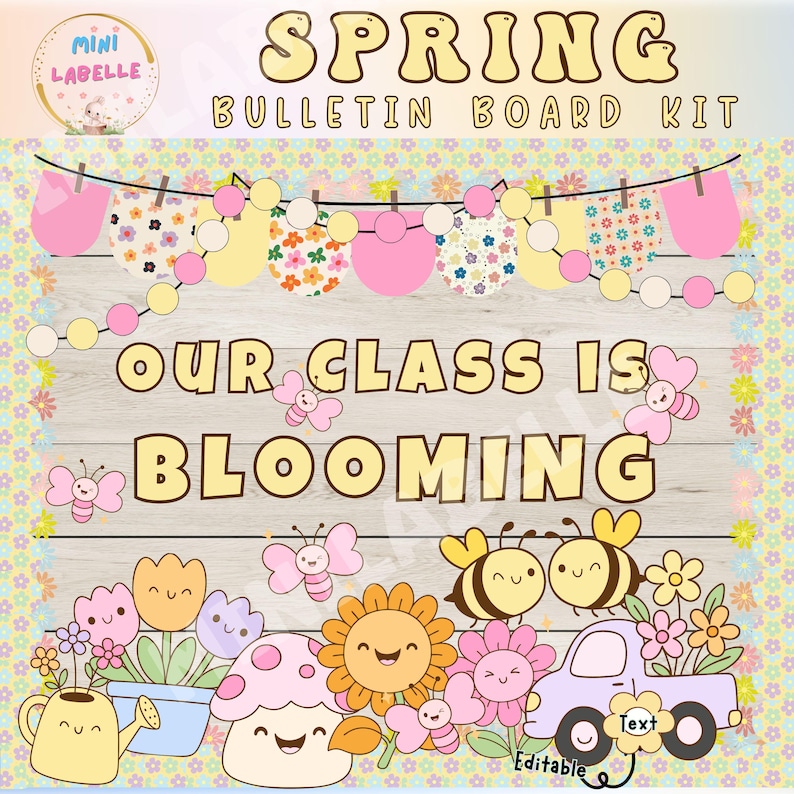 Hello Spring Bulletin Board Kit | Bee & Flower Classroom Decor ...