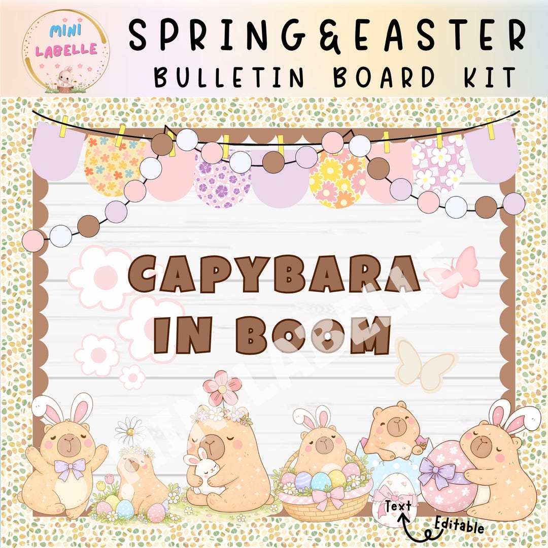 Spring Easter Bulletin Board Kit | Capybara Classroom Decor | Egg ...
