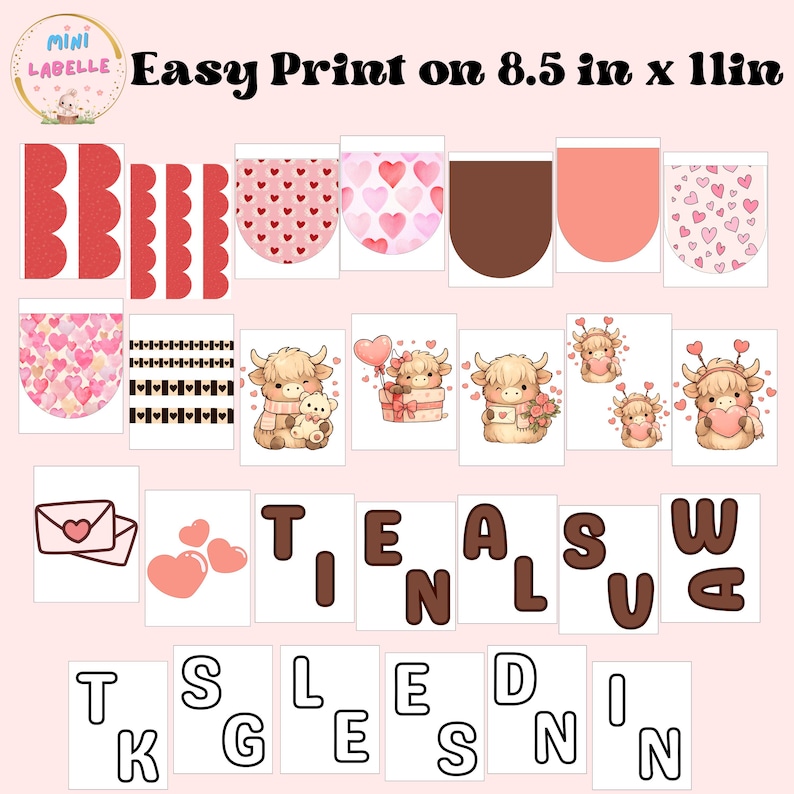 Valentine's Day Highland Cow Bulletin Board Kit (digital Download) - Etsy