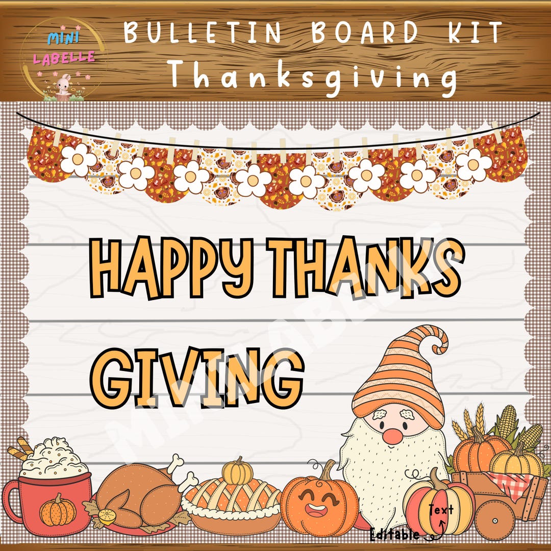 Cutesy Thanksgiving Bulletin Board Decor Kit (PPT, PNG, PDF) - Etsy