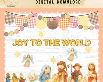 Nativity Scene Bulletin Board Kit: Christmas Classroom Decor (digital ...