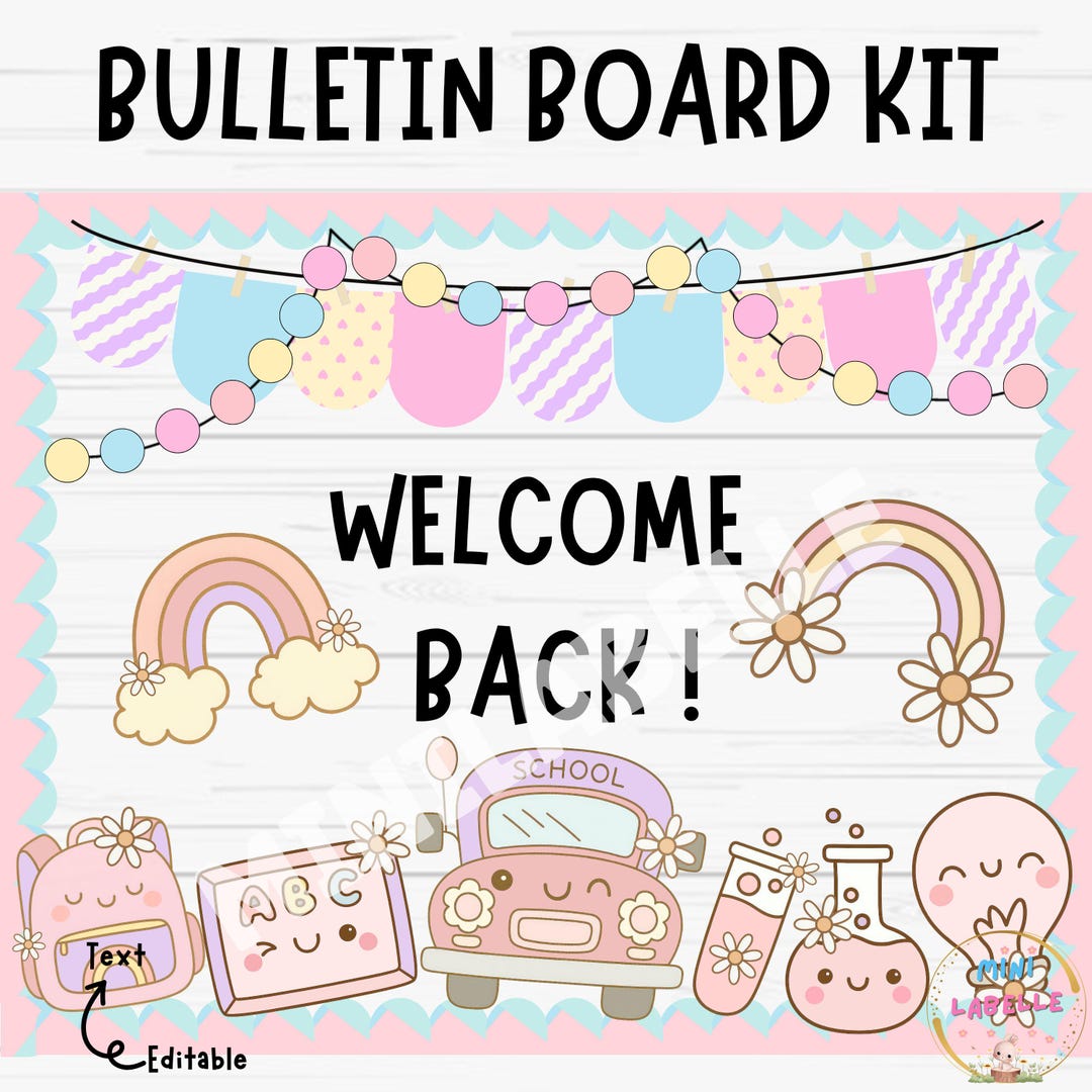 Pastel Welcome Back to School Bulletin Board Kit (PPT & PDF Digital ...