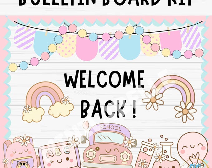 Back to School Bulletin Board Kit, Classroom Decor, Pastel Trendy ...