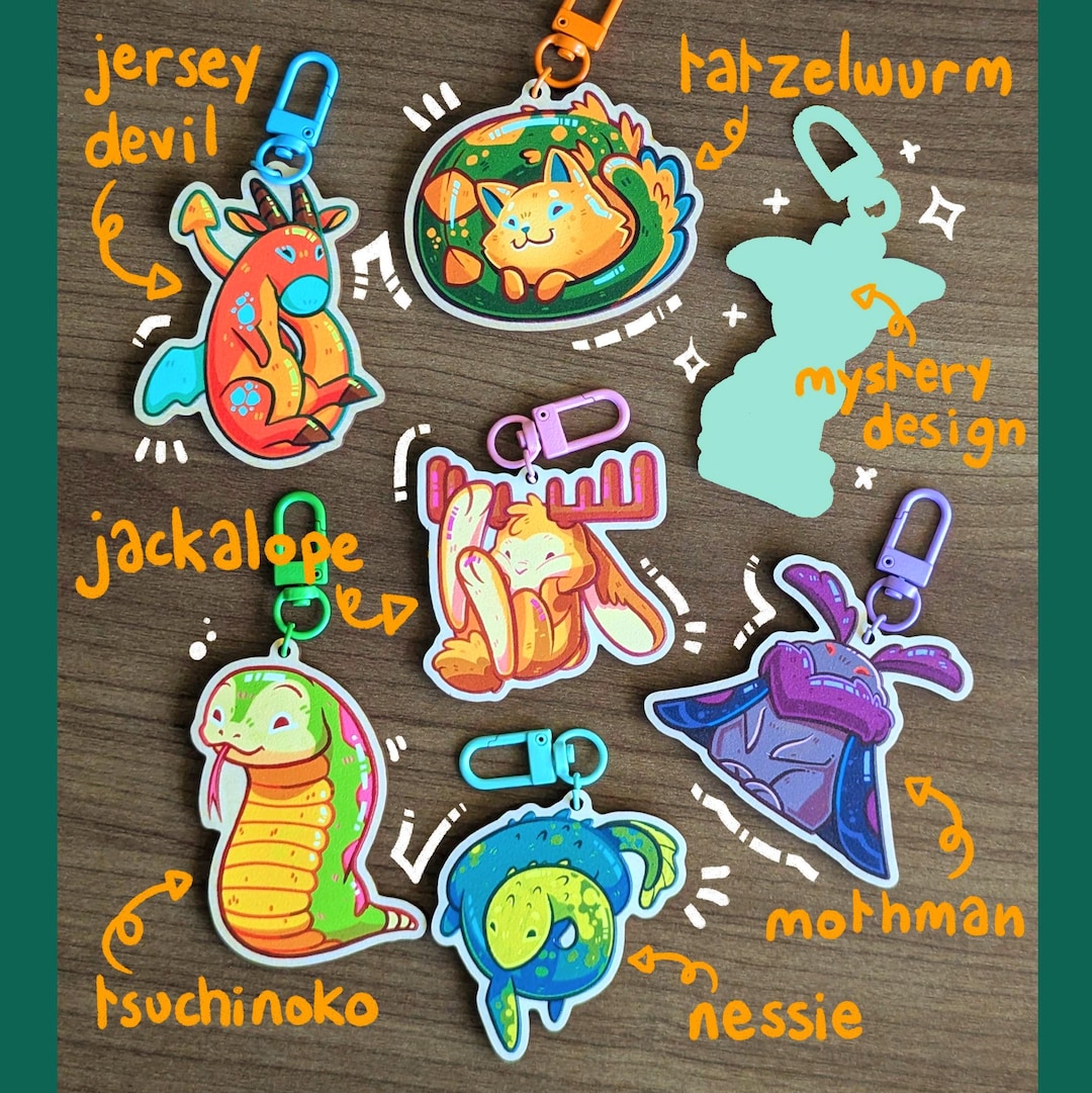 Cute Cryptid Wooden Keychain Blind Bag - Etsy