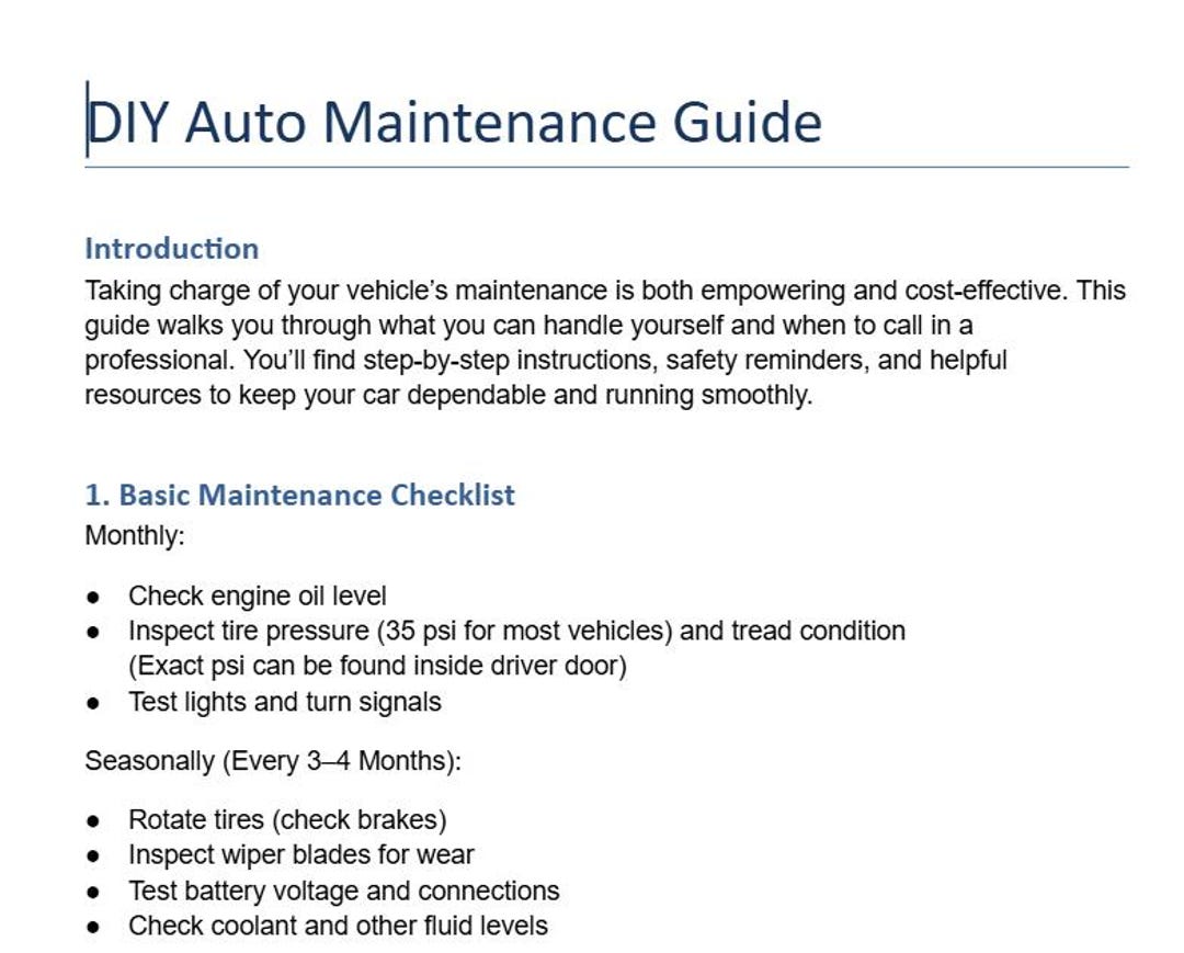 DIY Auto Maintenance Guide - Digital Download - Instant Download - Free ...