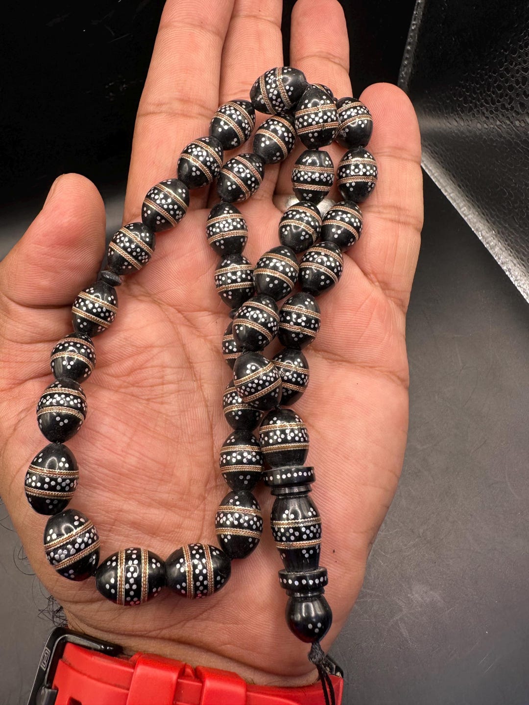Antique Old Yusr Misbaha Rosary Islamic Prayer 33 Beads Inlaid Silver ...
