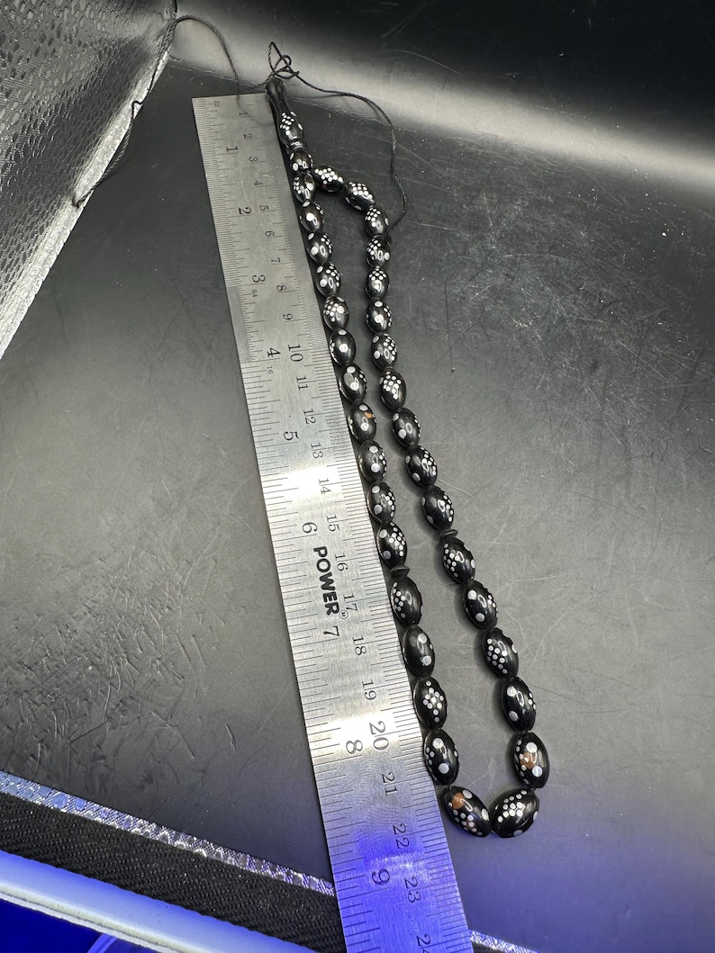 Antique Old Yusr Misbaha Rosary Islamic Prayer 33 Beads Inlaid Silver ...