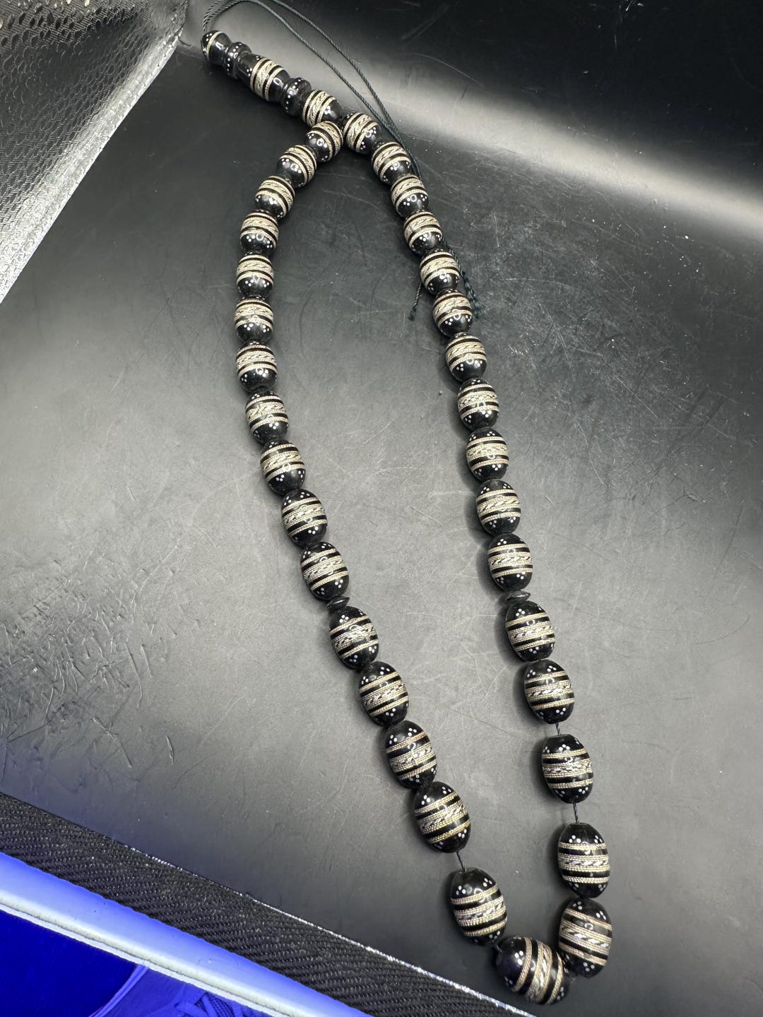 Antique Old Yusr Misbaha Rosary Islamic Prayer 33 Beads Inlaid Silver ...