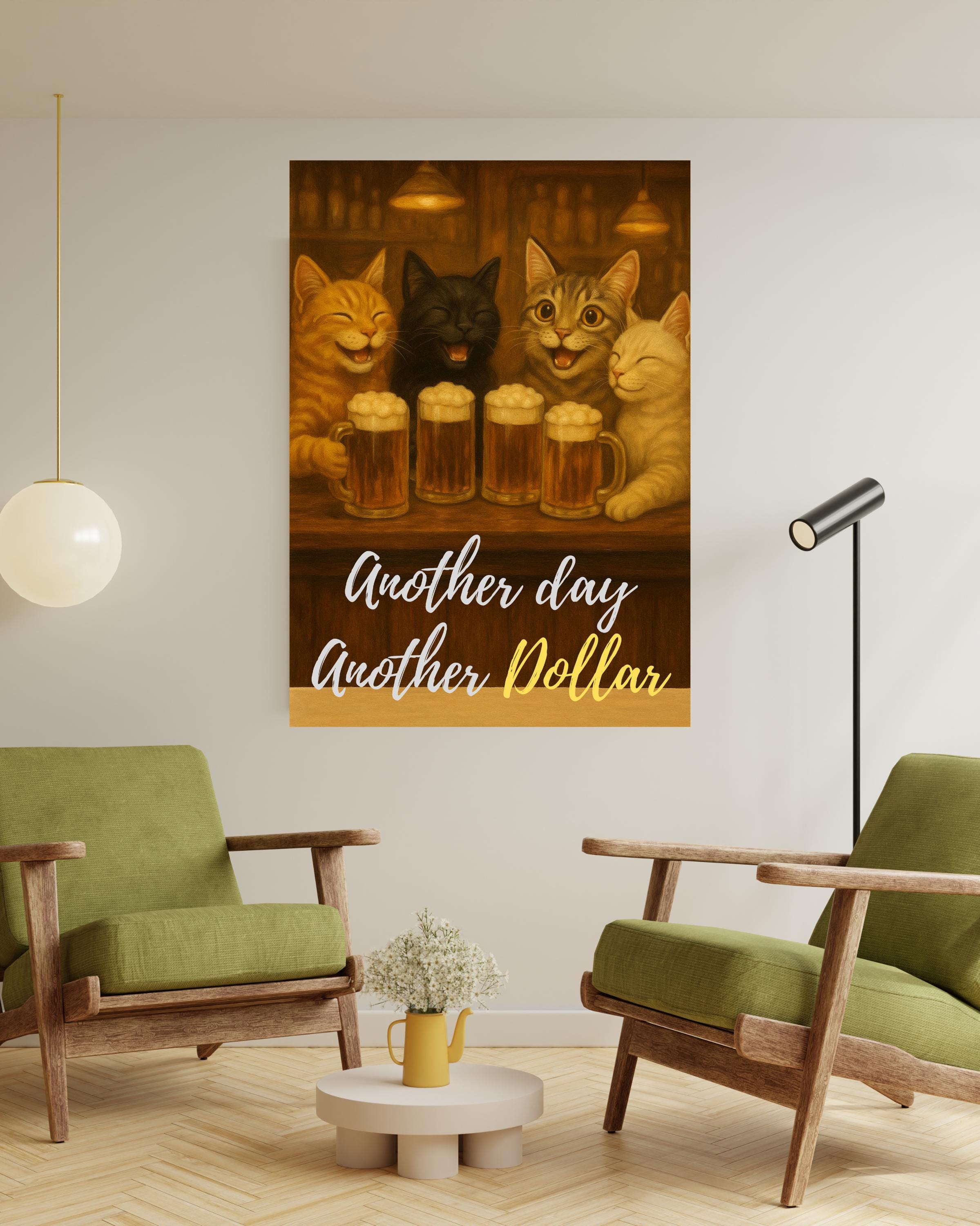 Funny Cat Bar Print: Cheerful Kitties Drinking Beer (digital Download ...