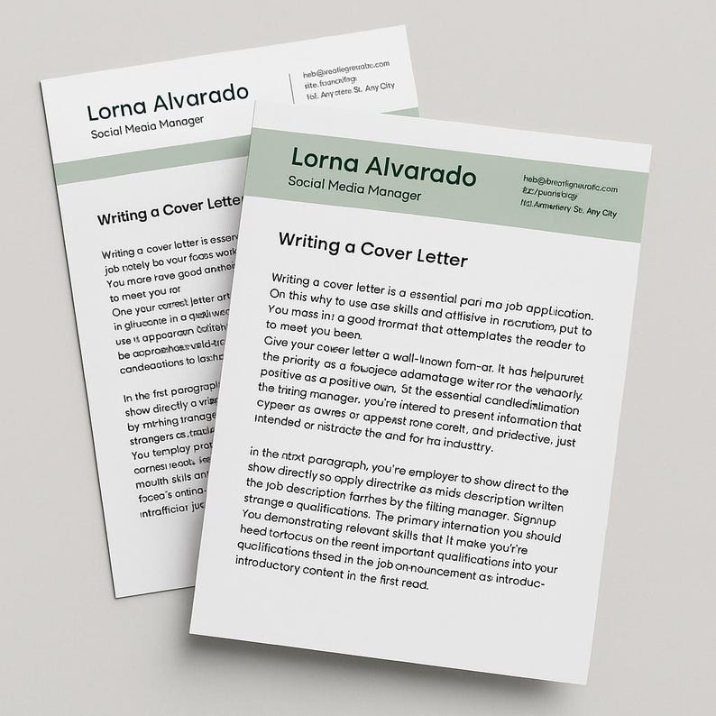 Modern Editable Cover Letter Template Professional Job Application ...