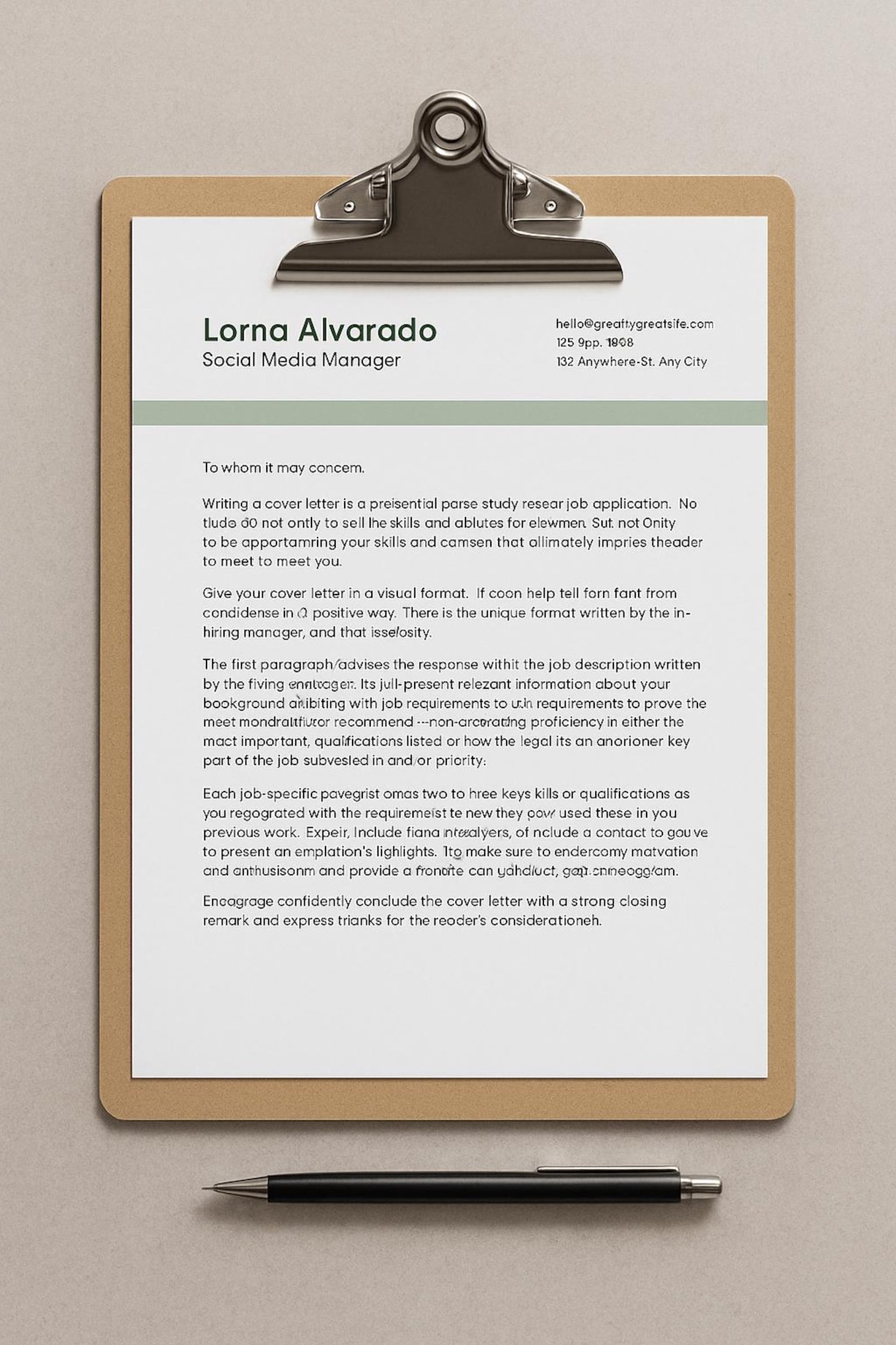 Modern Editable Cover Letter Template Professional Job Application ...