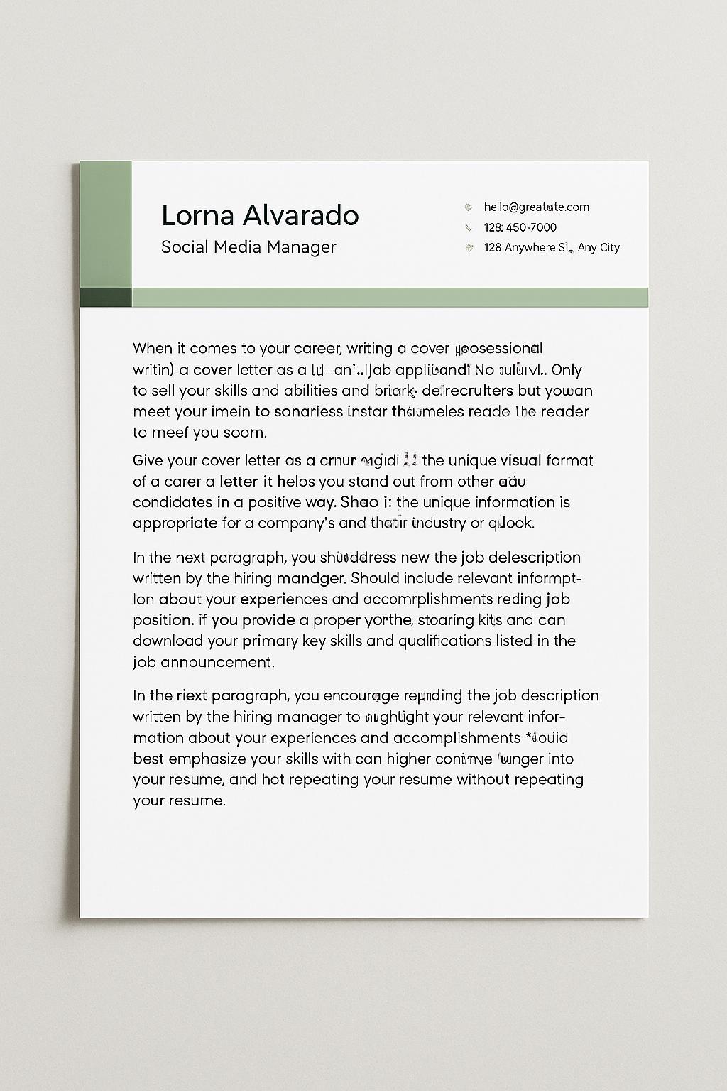 Modern Editable Cover Letter Template Professional Job Application ...