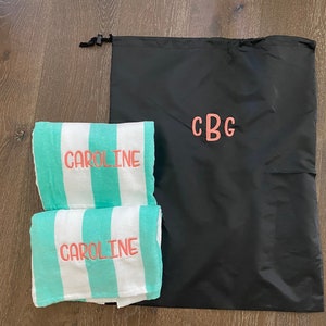 Summer Camp Monogram Towel SET PLUSH Monogram Towel Stripe - Etsy