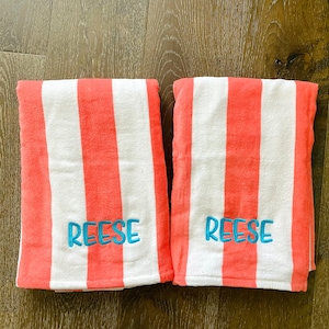 Summer Camp Monogram Towel SET PLUSH Monogram Towel Stripe - Etsy