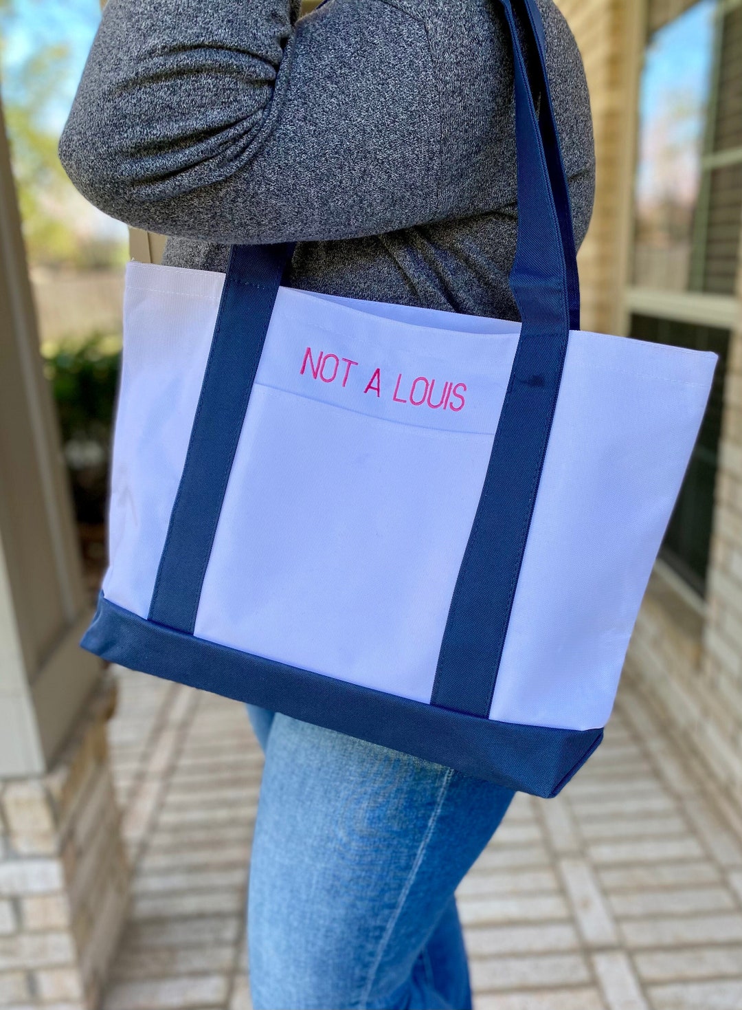 NOT a LOUIS Tote, Ironic Boat Tote, Personalized Canvas Tote Bag ...