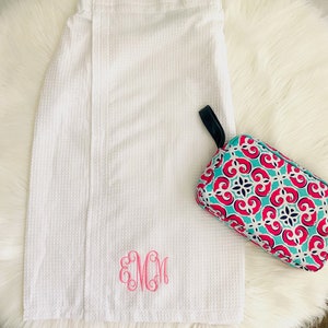 Monogram Towel Wrap Monogrammed Waffle Weave Towel Wrap Graduation Gift ...