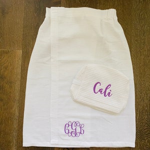Monogram Towel Wrap Monogrammed Waffle Weave Towel Wrap Graduation Gift ...
