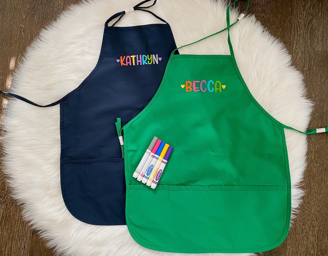 Personalized Kid Sized Apron Big Kid Monogrammed Apron Crafting Apron