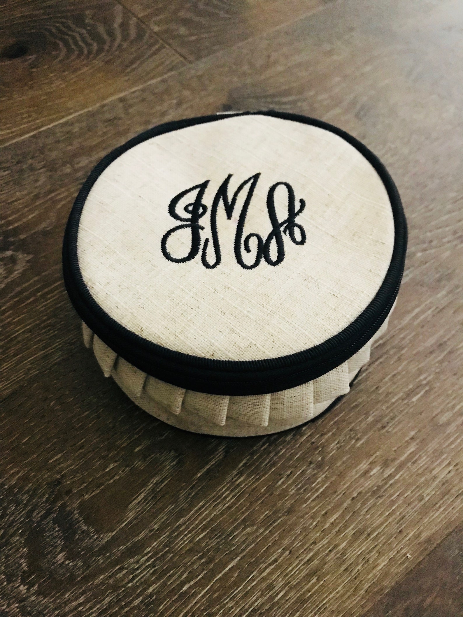 Monogram Jewelry Case Linen Ruffle Jewelry Holder Travel - Etsy