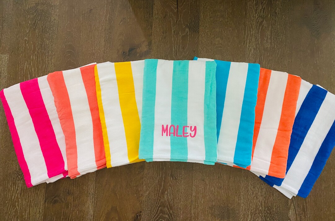 Summer Camp Monogram Towel SET PLUSH Monogram Towel Stripe - Etsy
