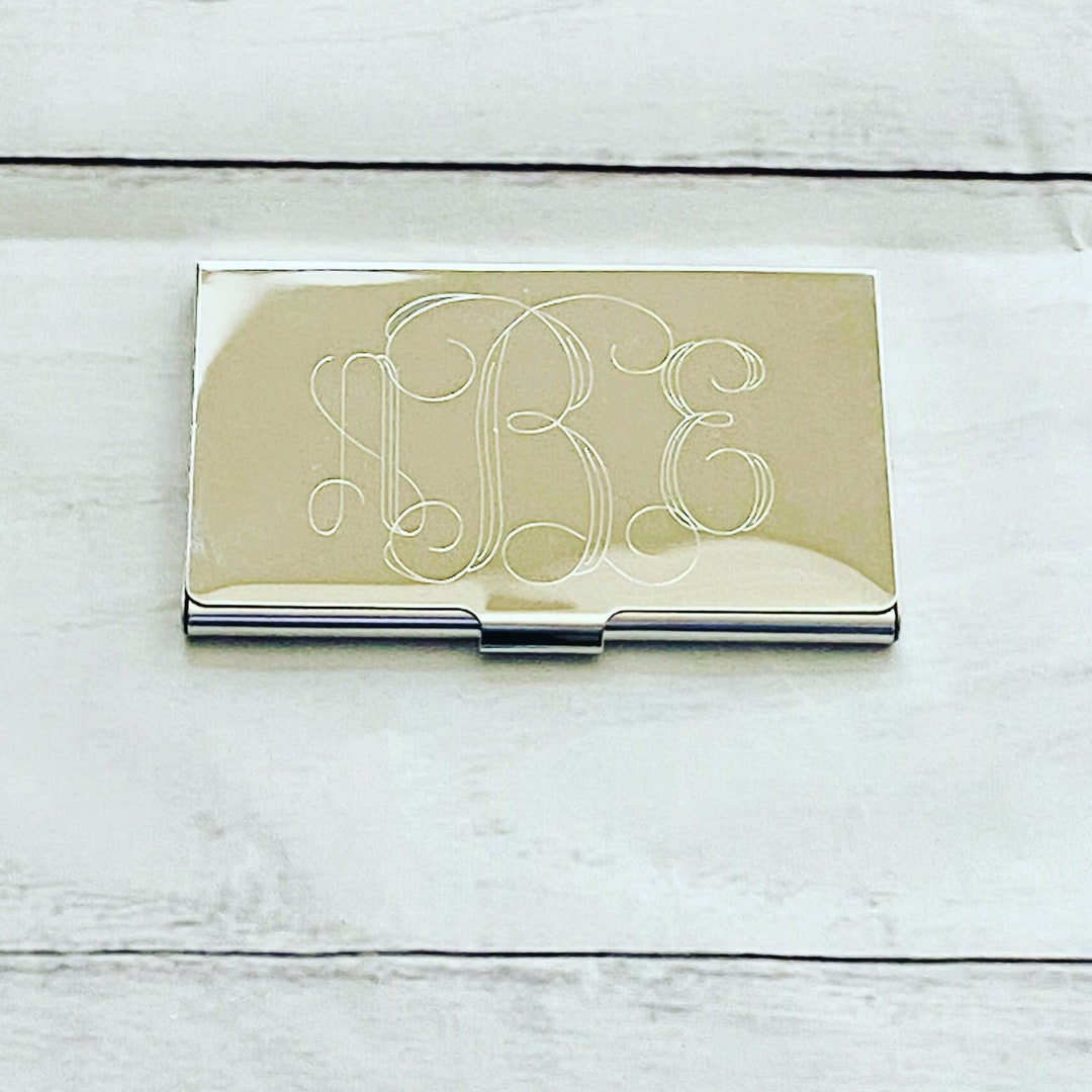 Engraved Business Card Holder Monogram Gift - Etsy