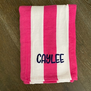 Summer Camp Monogram Towel SET PLUSH Monogram Towel Stripe - Etsy