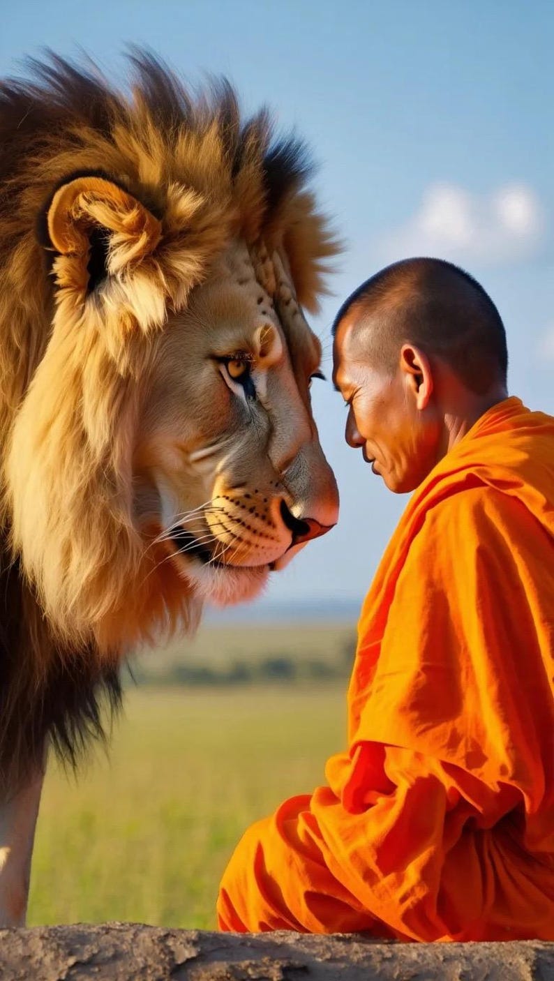 The Lion and the Monk, Motivational Phone Wallpaper Pack, Zen Courage ...